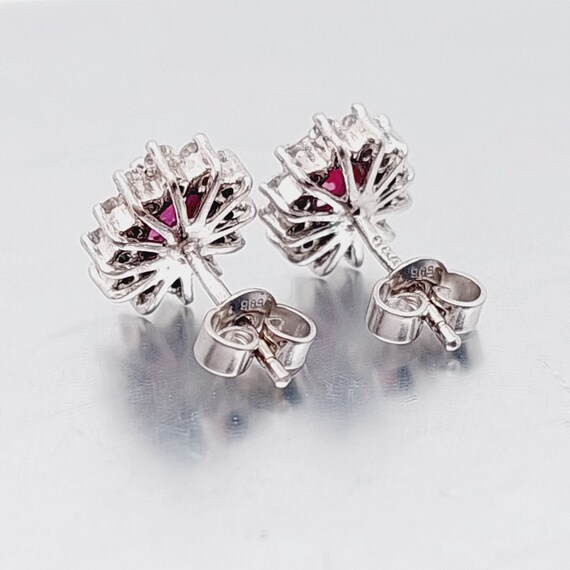 333 Gold Stud Earrings Gold Earrings red stones and z… - Gem