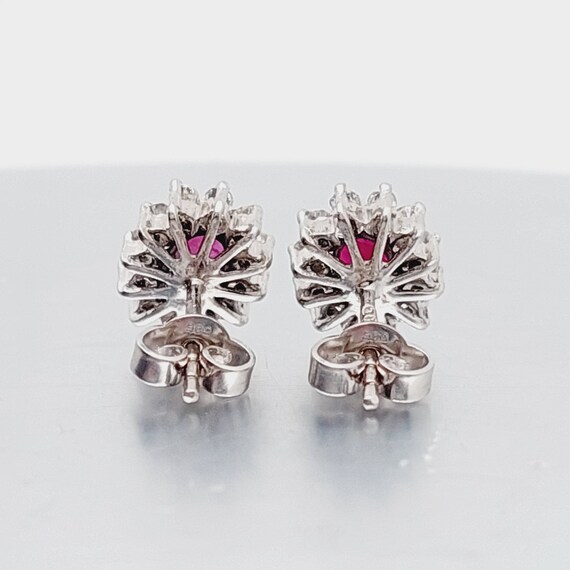 333 Gold Stud Earrings Gold Earrings red stones and z… - Gem