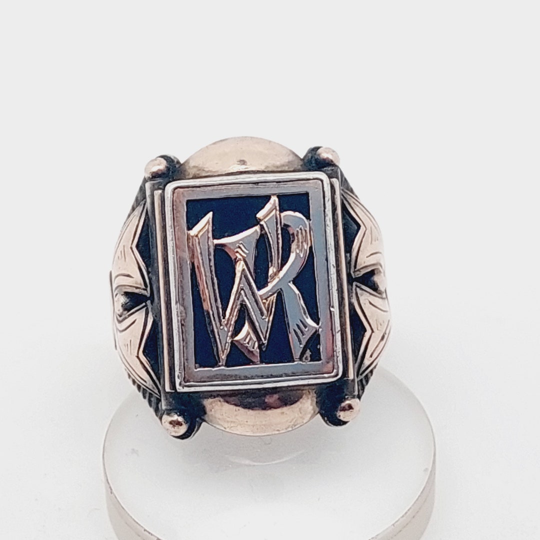 Antique Men's Signet Ring WR RW Antique Men's Ring 800 Silver Signet ...