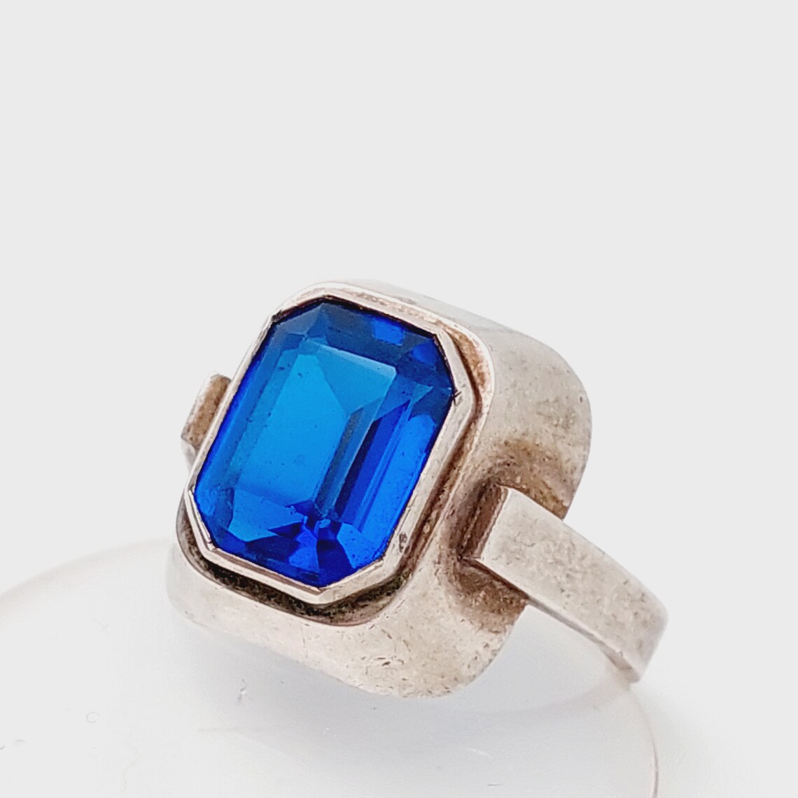 Antique 835 Silver Ring Perli Aquamarine Colored Stone Light Blue ...