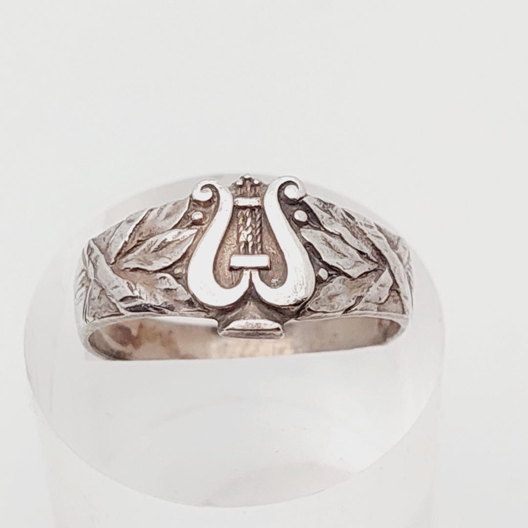 Antique Signet Ring, 800 Silver, Lyre, Men's Ring, Harp, Choir, Student ...