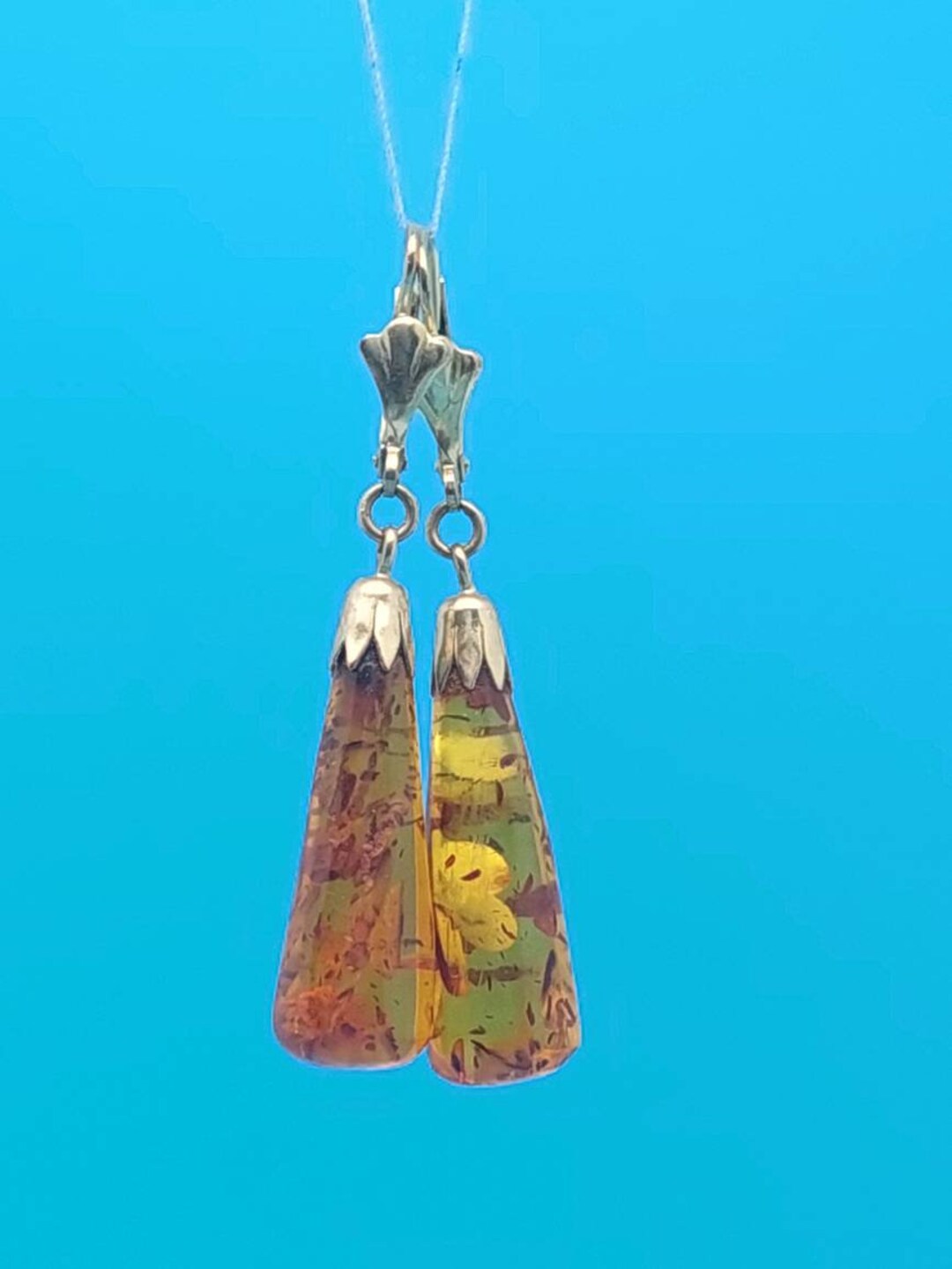 Vintage Amber Earrings 333 Gold Earrings With Amber Gold Earrings Amber ...