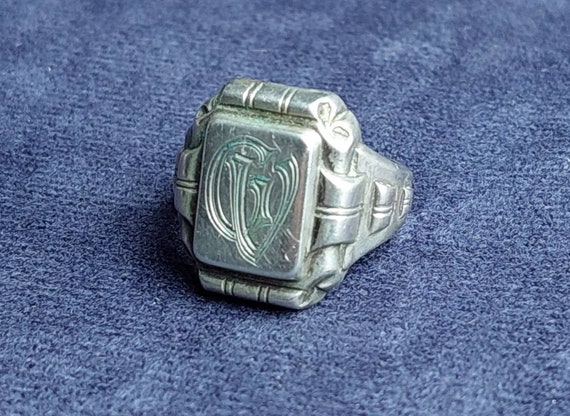 gr. 20 60 antique signet ring 935 silver men's ring i… - Gem
