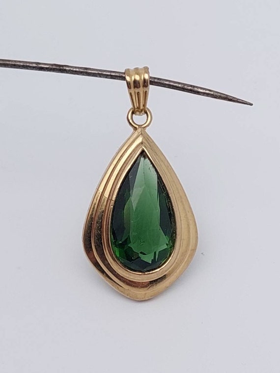 Nostalgic 333 gold pendant green cut stone - Gem