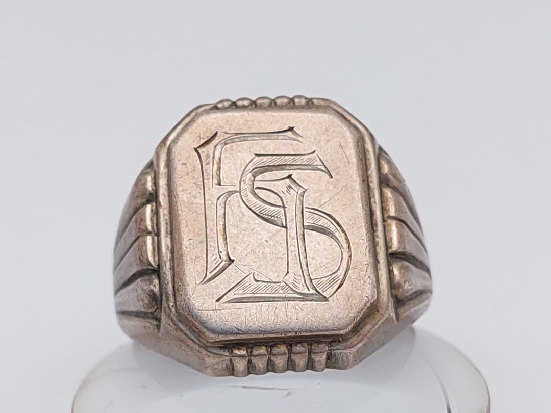 Antique Men's Signet Ring Art Nouveau FS SF 835 Silver Size 24 - Etsy