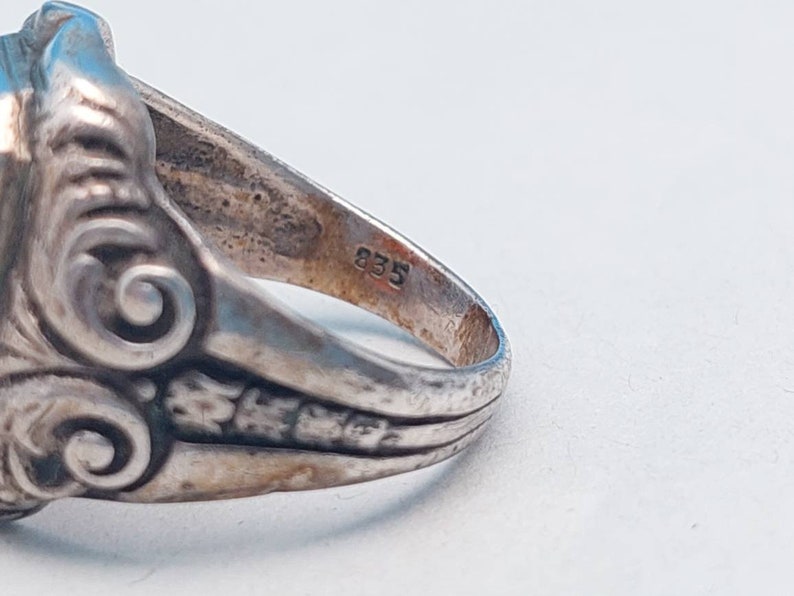 Antique 835 Silver Ring Signet Ring Men's Ring Carnelian Red Size 20 US ...