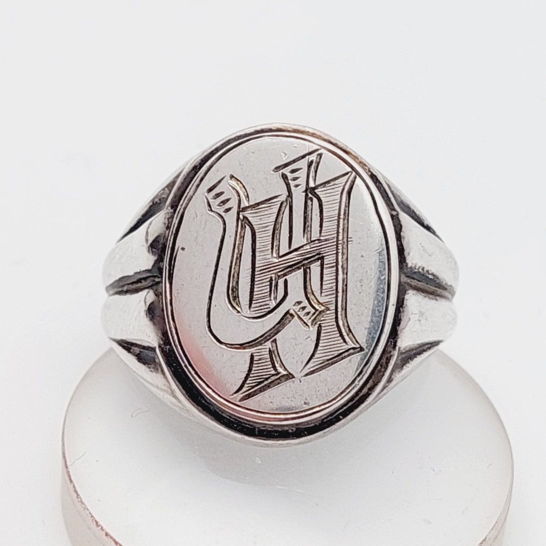 Antique Signet Ring 835 Silver Men's Ring Initials UH HU Antique ...