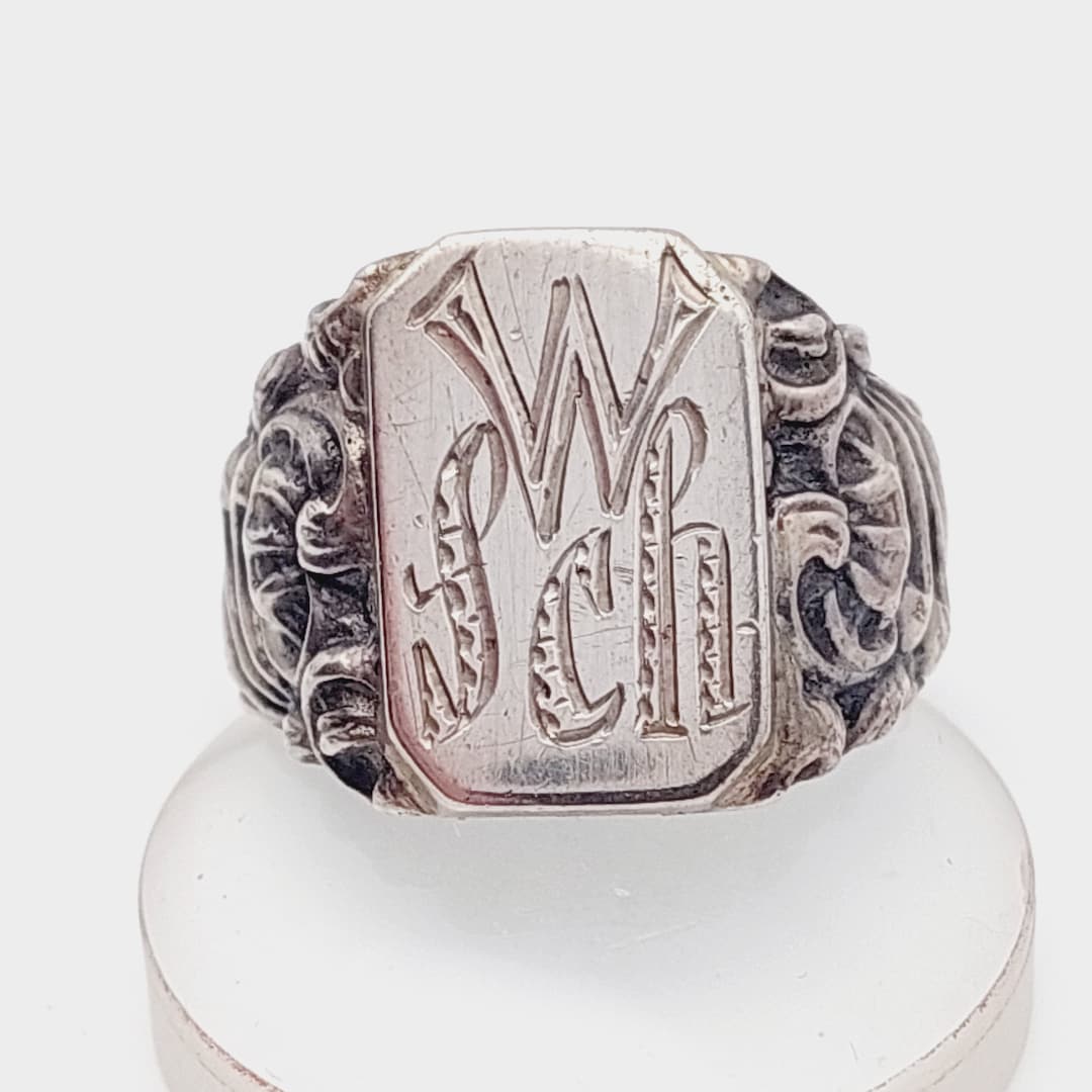 Antique Heavy Signet Ring Silver Women's Ring Initials W SCH Antique ...