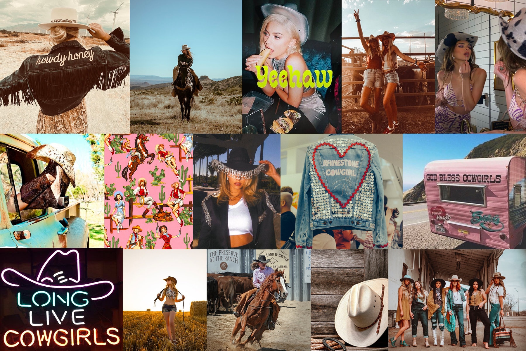 COWGIRL / WESTERN Aesthetic, Collage Kit, Cute Aesthetic Collage, Room ...