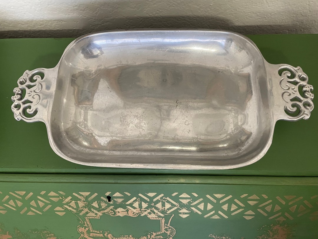 NAMBÉ 210 Rectangular Serving Dish With Ornate Handles / Vintage Heavy ...