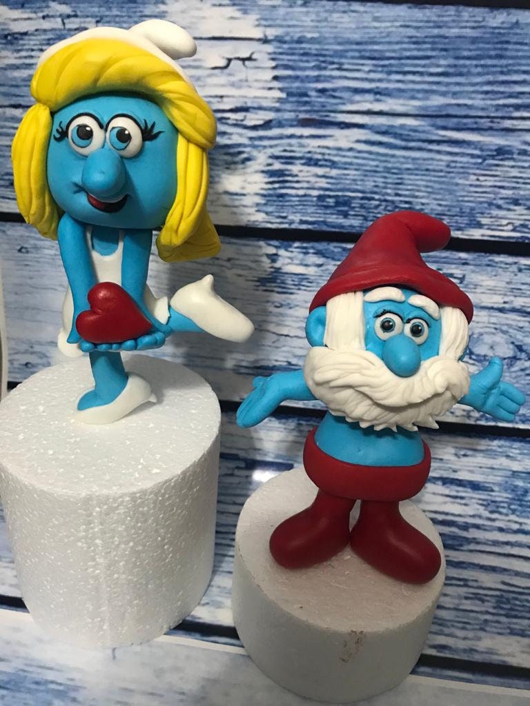 Smurfs Topper/fondant Cake/gift,happy Birthday,/baby Shower /cartoons ...