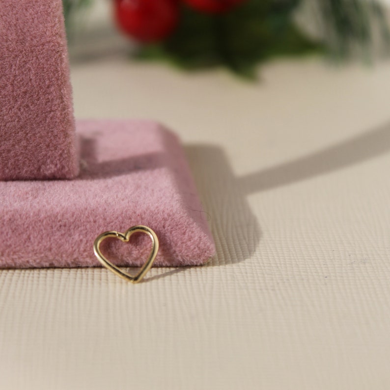 14 K Cartilage Clicker Hoop Gold Heart Piercing Heart Daith - Etsy