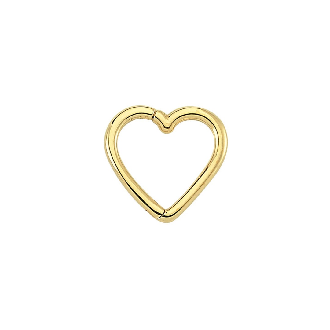 14 K Cartilage Clicker Hoop Gold Heart Piercing, Heart Daith Piercing ...