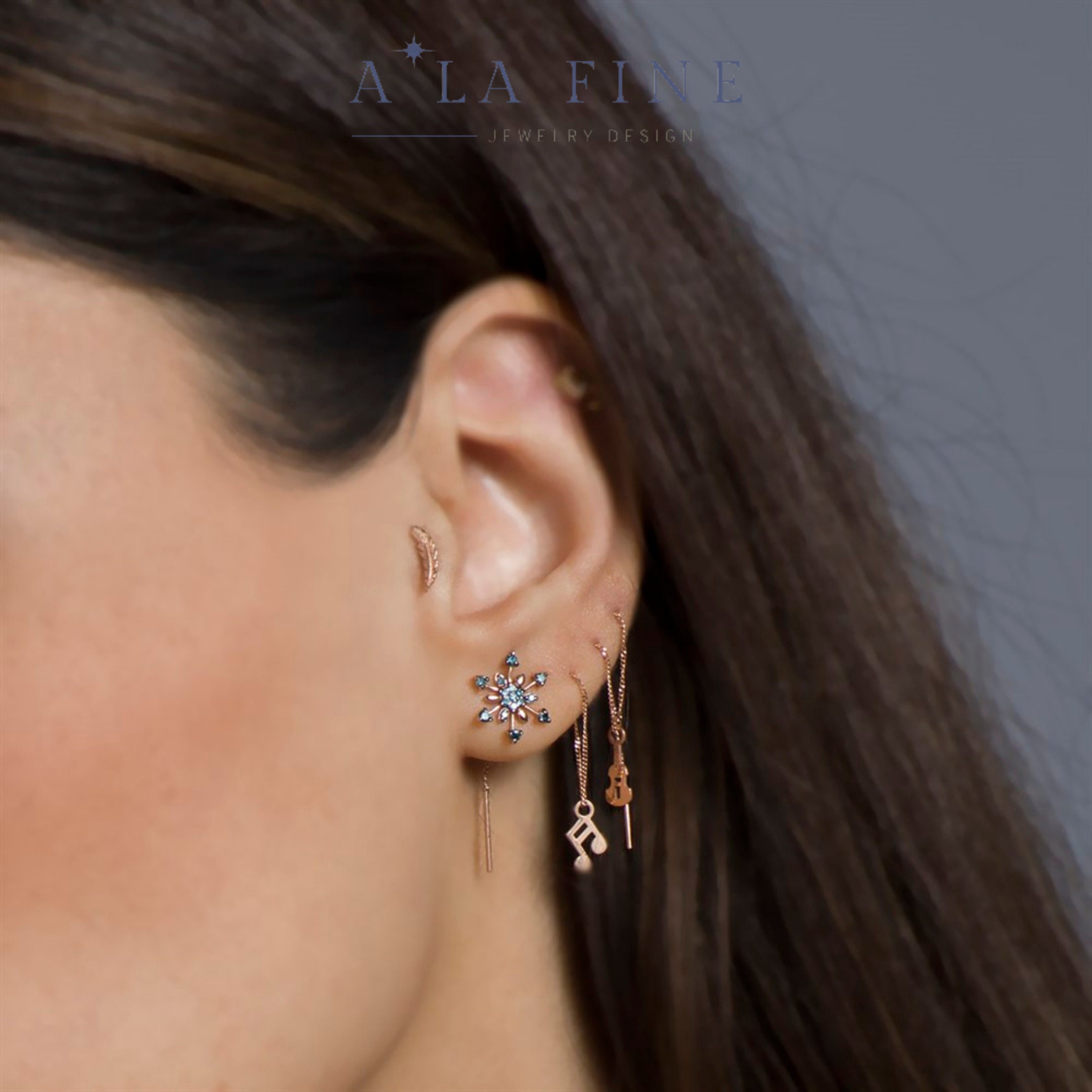 14K Solid Gold Feather Piercing Minimalist Feather Tragus - Etsy