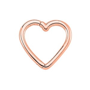 14 K Cartilage Clicker Hoop Gold Heart Piercing, Heart Daith Piercing ...