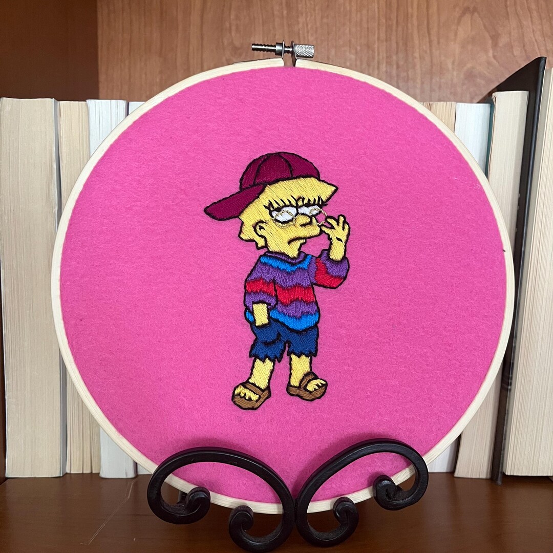 90s Lisa Simpson Embroidery— Handmade - Etsy
