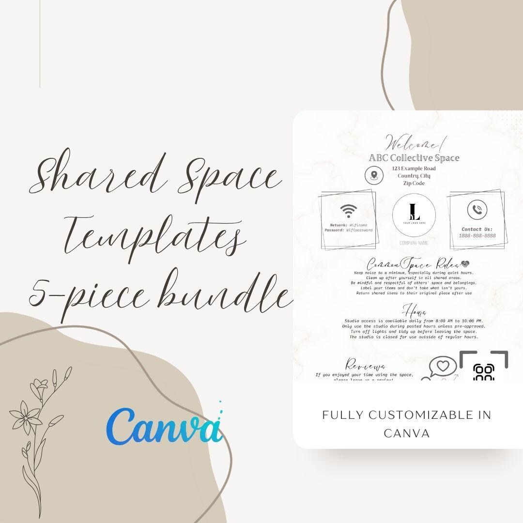 Printable Shared Space Signs Bundle: Welcome, Wifi, House Rules ...