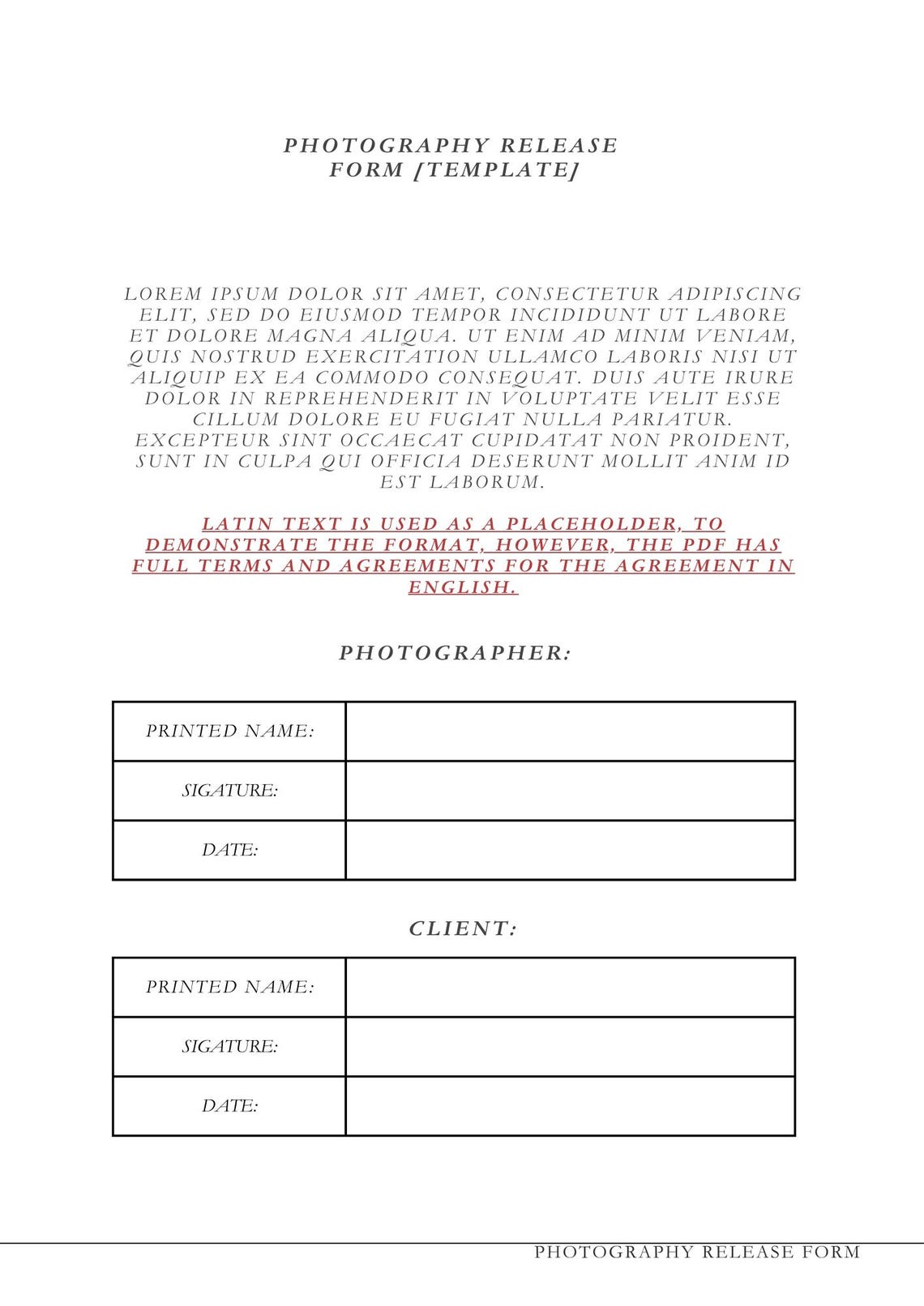 Photography Model Release Form Template|editable Canva Contract ...