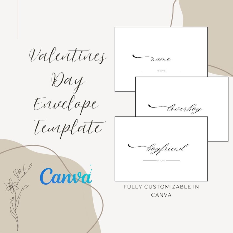 Valentines Day Envelope Template Canva | Editable A7 Text Envelope ...