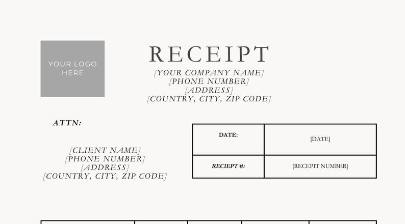 Editable Invoice Receipt Template: Customizable PDF for Small Business ...