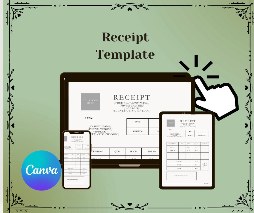 Editable Receipt Template for Small Businesses PDF Minimalist Aesthetic ...