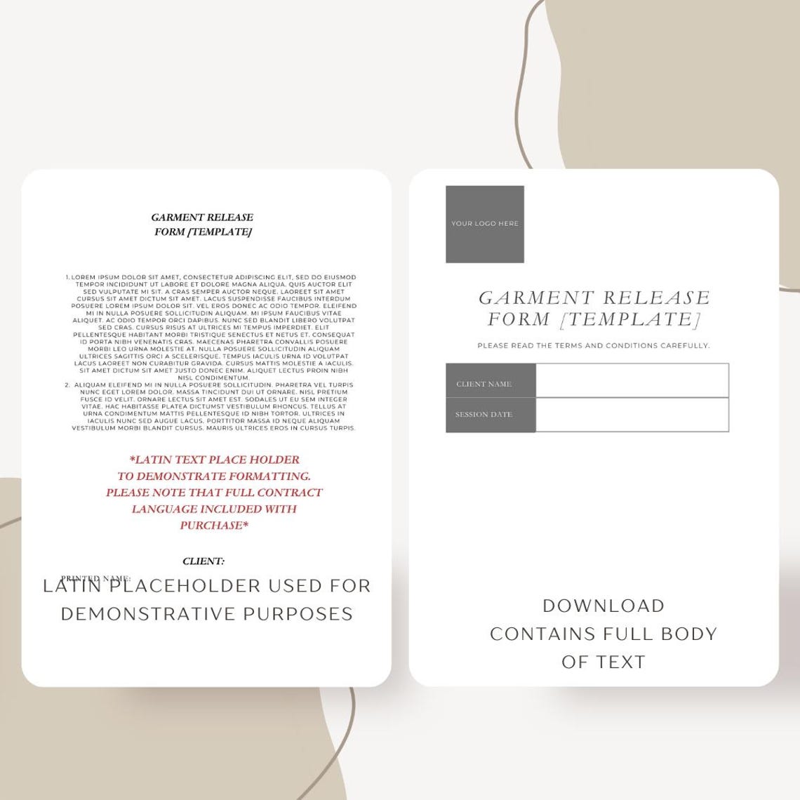 Garment Release Form Canva Contract| Professional Agreement| Editable ...