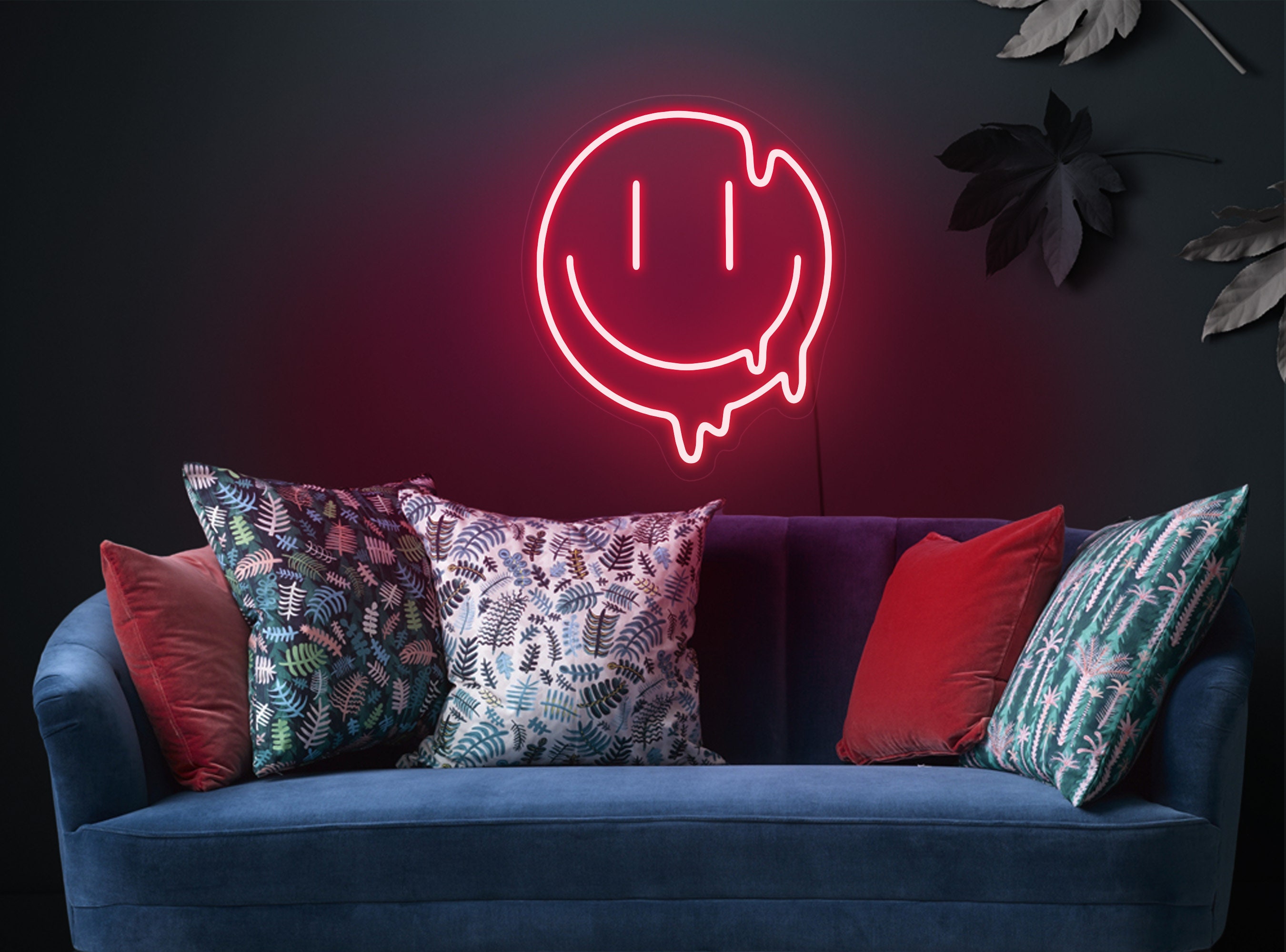 Smiley face neon sign Melting smiley face Smiley face led | Etsy