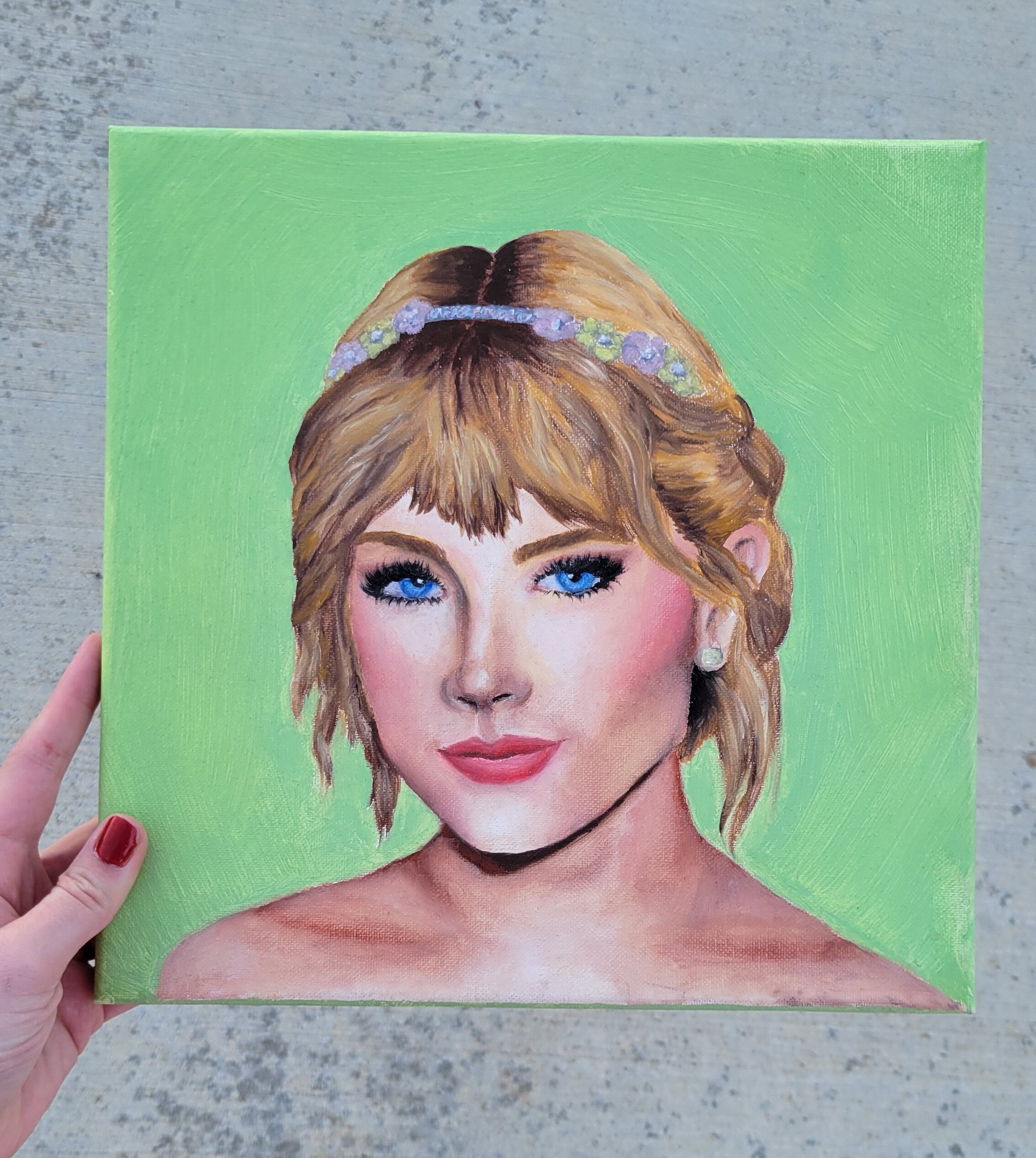 Taylor Swift Oil Painting Handmade Green Background - Etsy