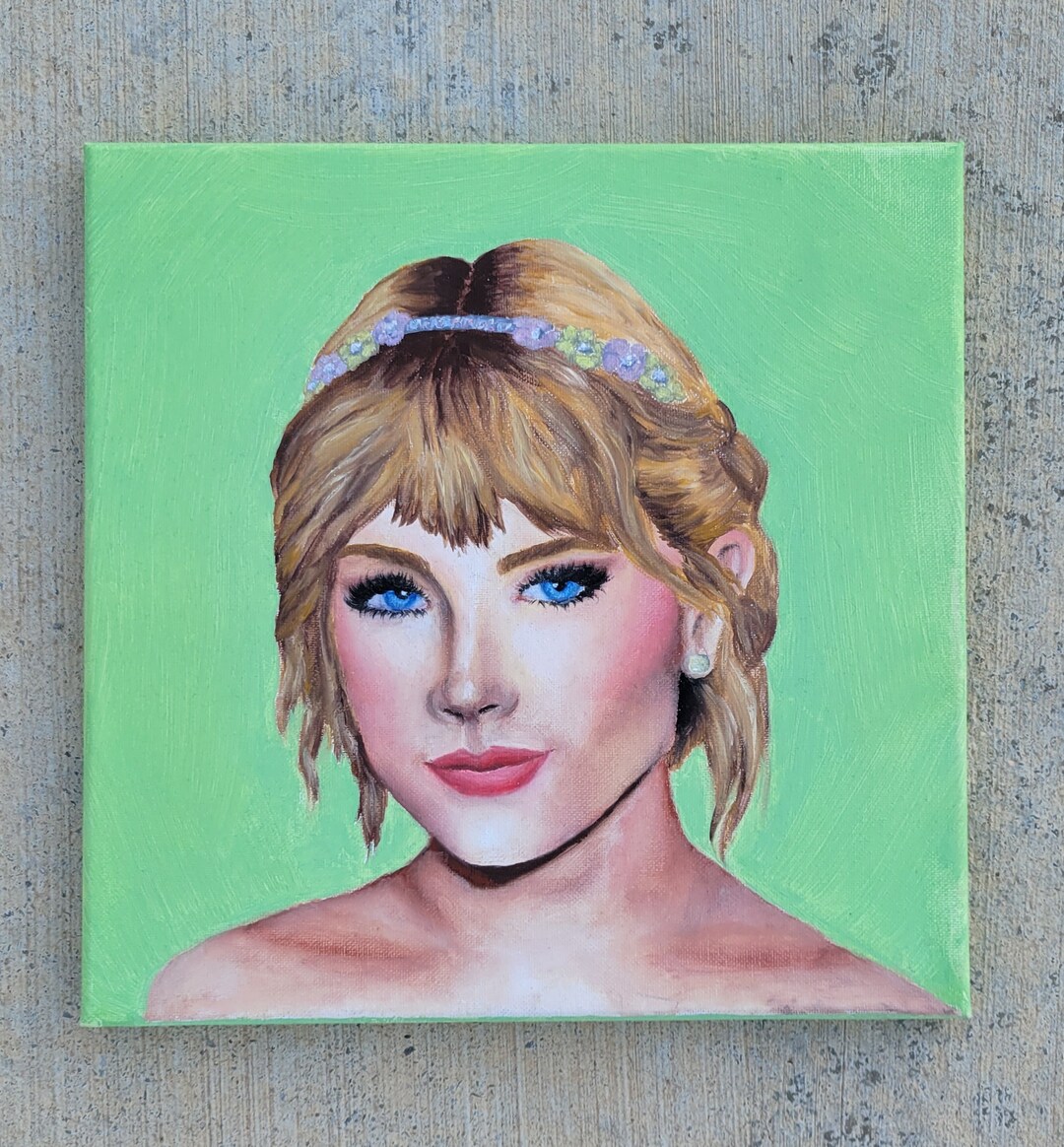 Taylor Swift Oil Painting Handmade Green Background - Etsy