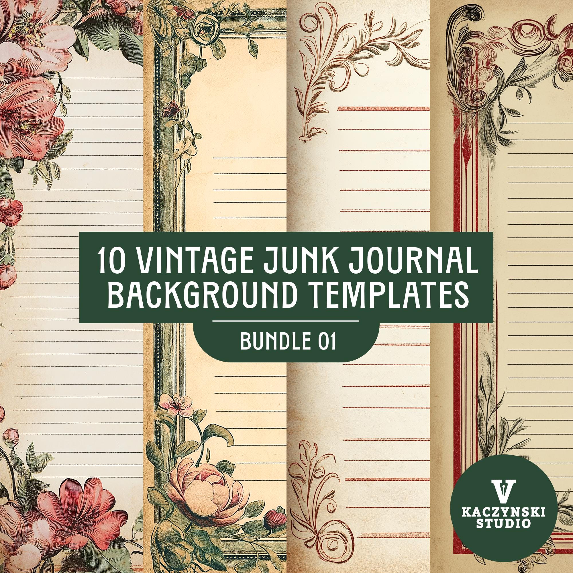 10 Vintage Junk Journal Background Templates Bundle 01 - Etsy