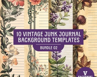 10 Vintage Junk Journal Background Templates Bundle 02 - Etsy