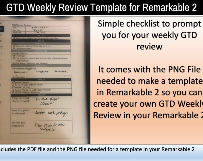 GTD Weekly Review Template for Remarkable 2 - Etsy