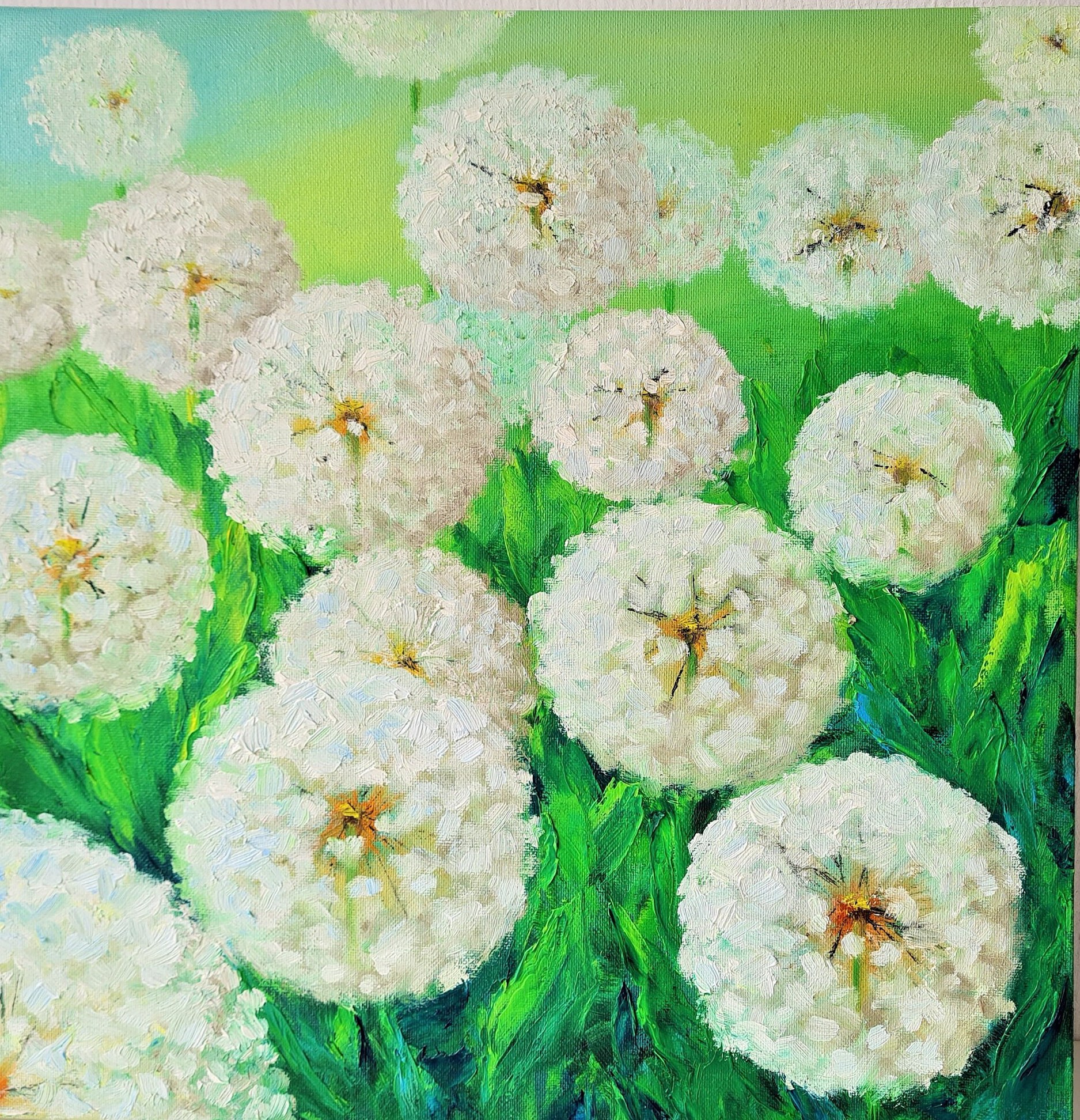 Dandelion Balls Oil Painting White Round Dandelions - Etsy