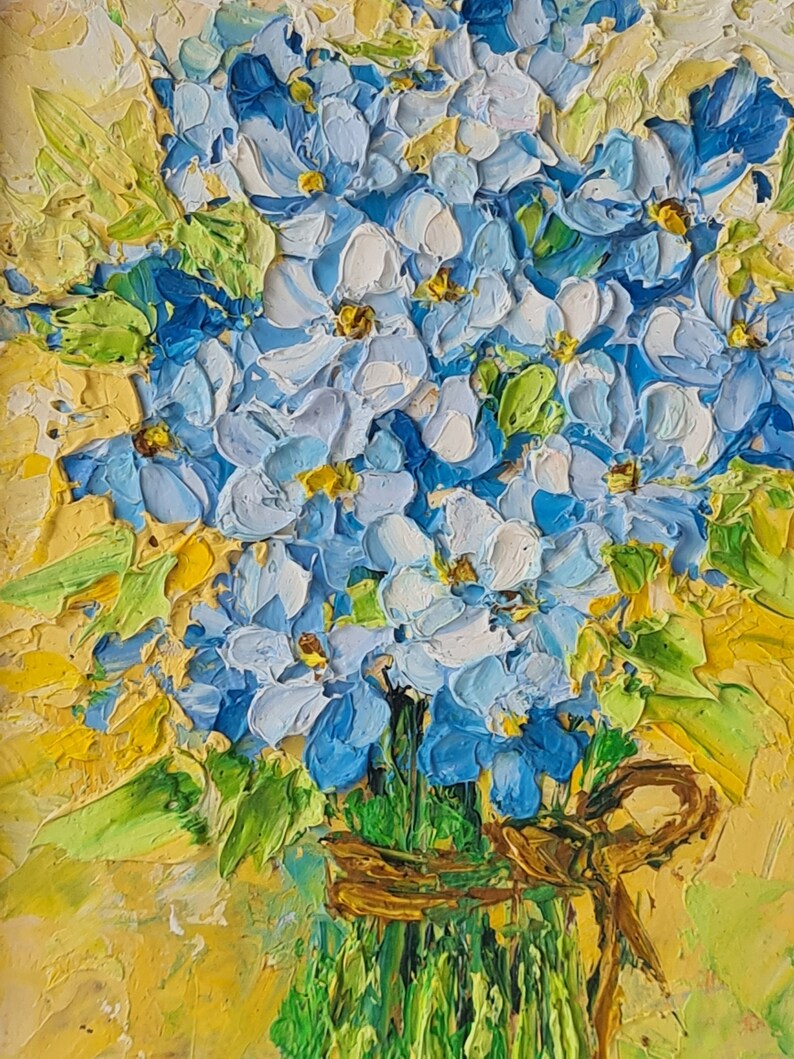 Forget-me-not Painting, Blue Flowers Bouquet, Oil Painting, Bouquet of ...