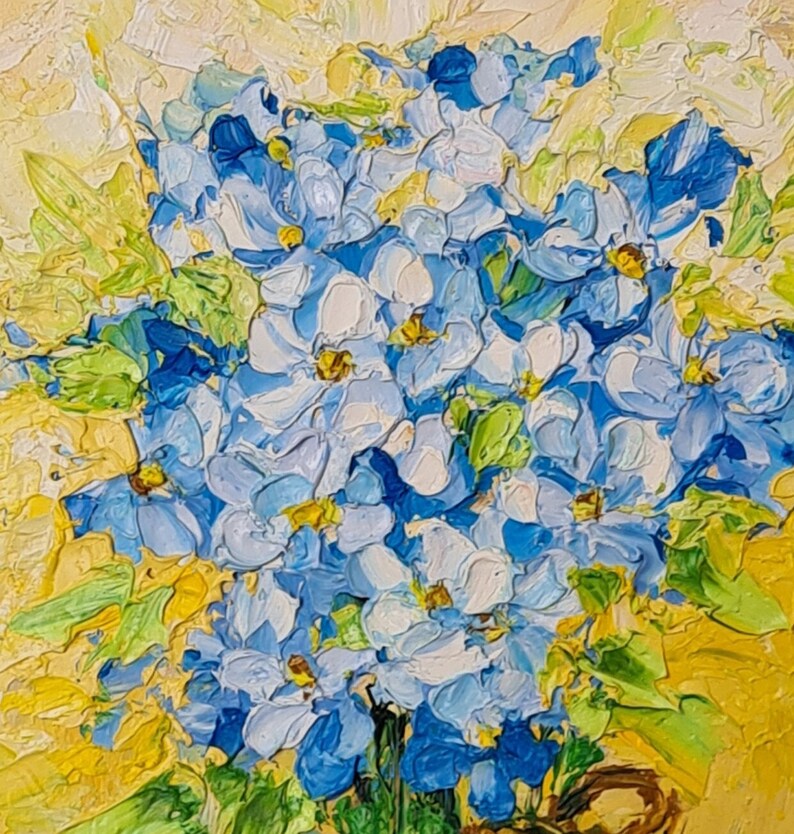 Forget-me-not Painting, Blue Flowers Bouquet, Oil Painting, Bouquet of ...