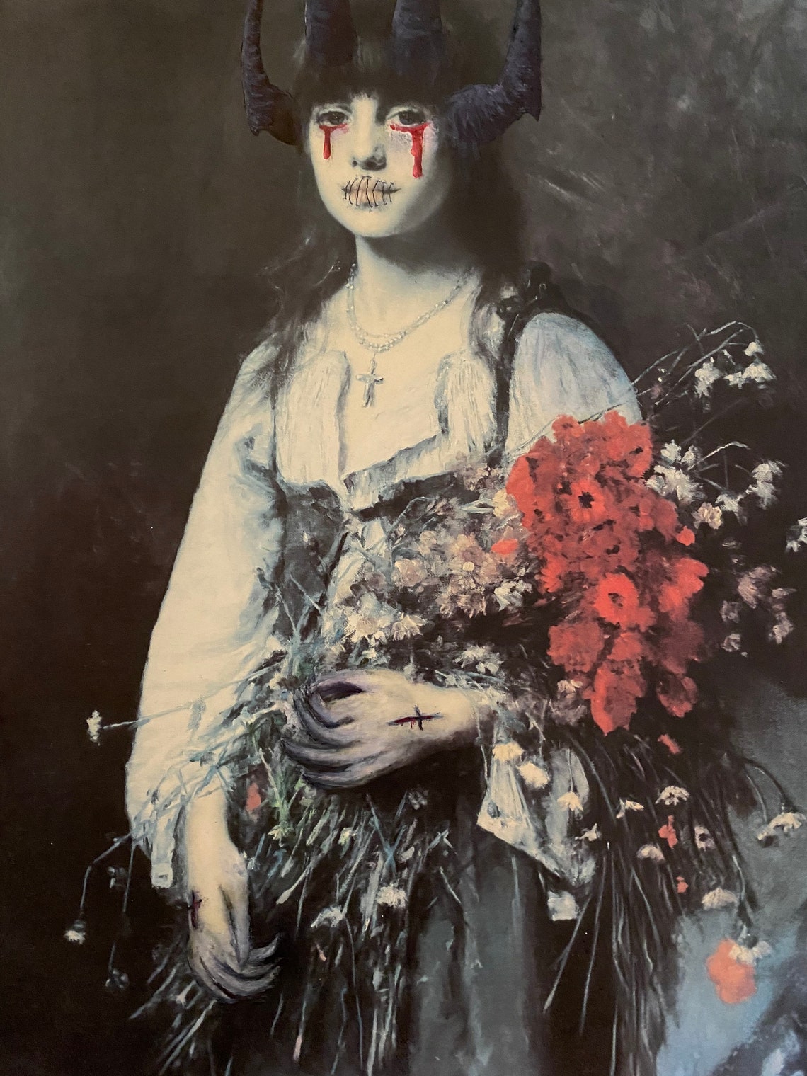 Vintage Upcycled Macabre Art OOAK lowbrow Dark Decor Dark Art Creepy ...