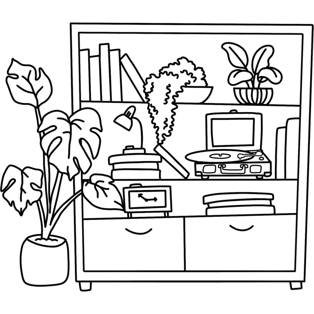 Bookshelf Coloring Page - Etsy