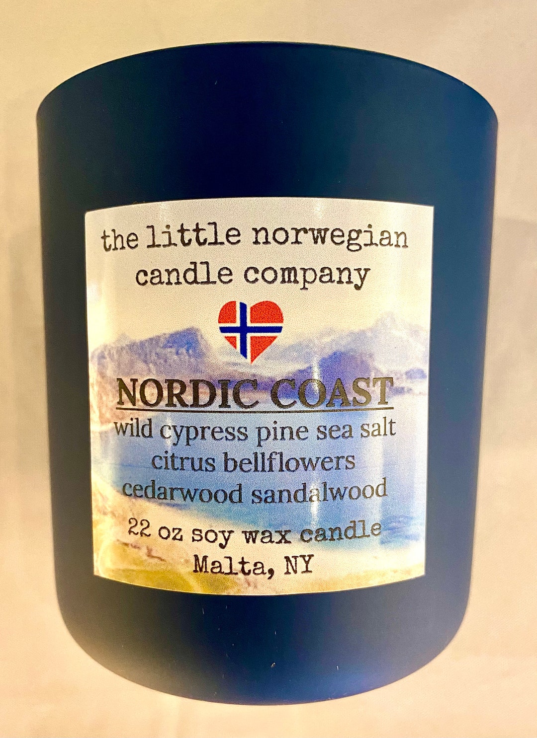 Nordic Coast Decor Norwegian Design Soy Candle Blue Ceramic Jar Double ...