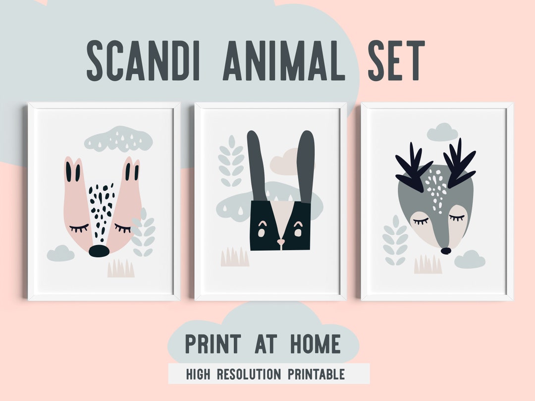 Scandi Nursery Decor Digital Downloads Fox Rabbit and Deer - Etsy