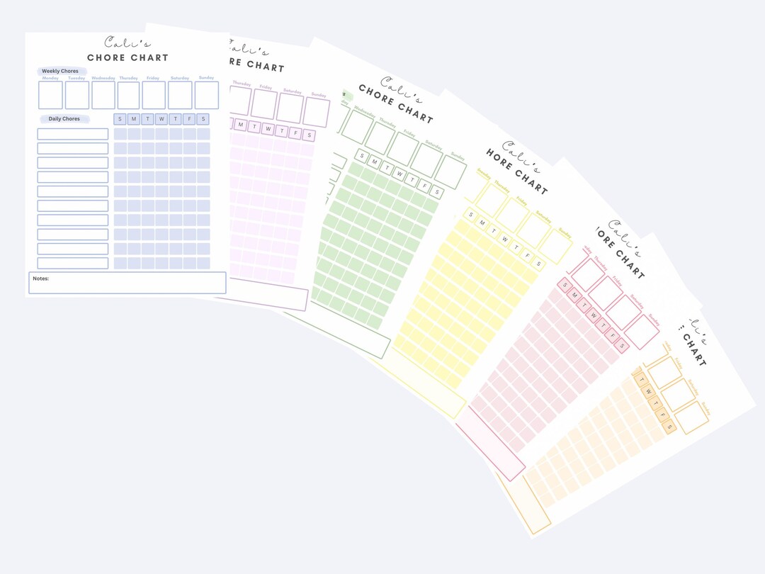 Family Chore Chart, Multiple Kids Responsibility Chart, Kids Chore ...