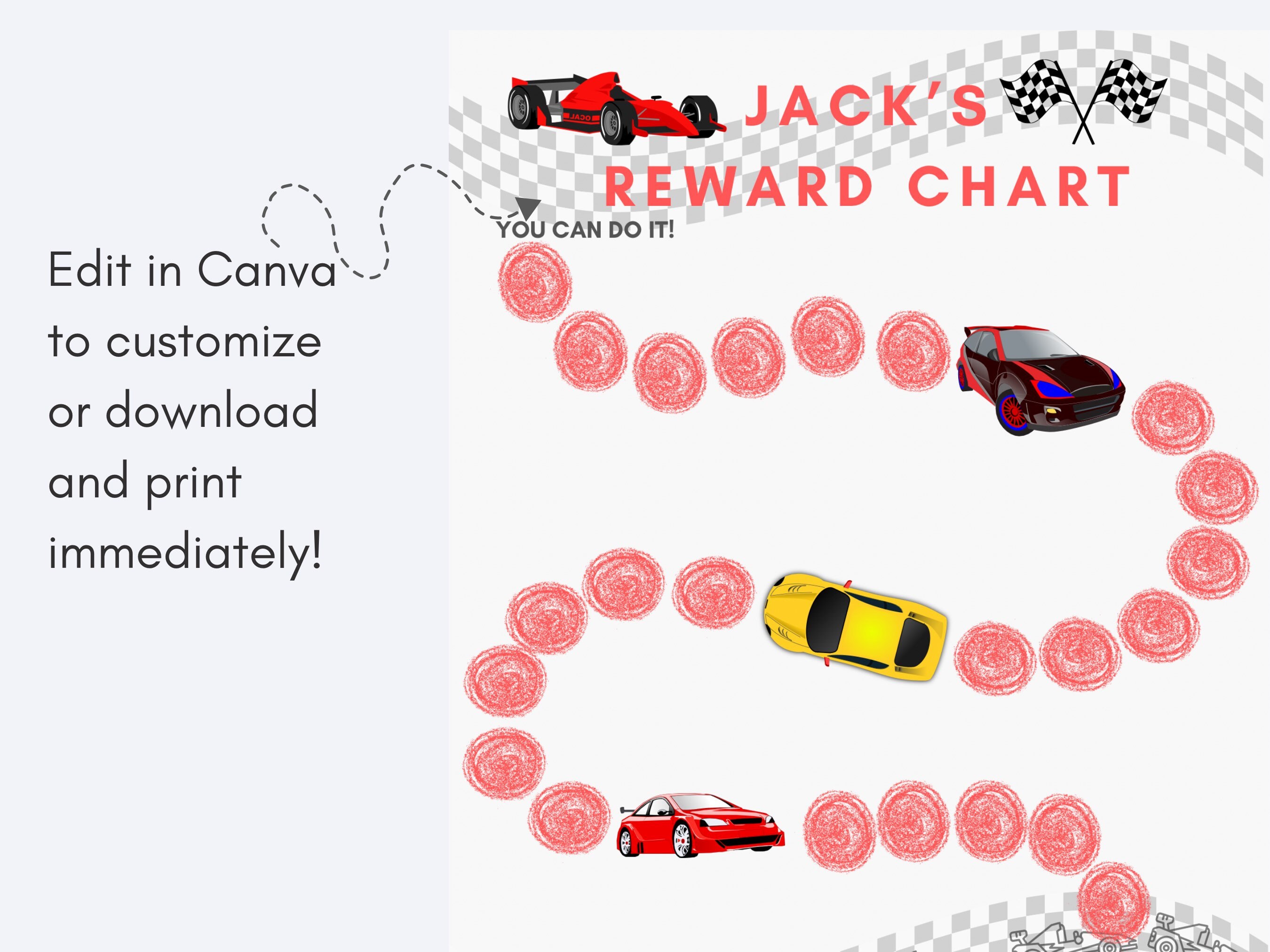 Reward Chart Race Car Sticker Reward Chart Printable Reward Chart ...
