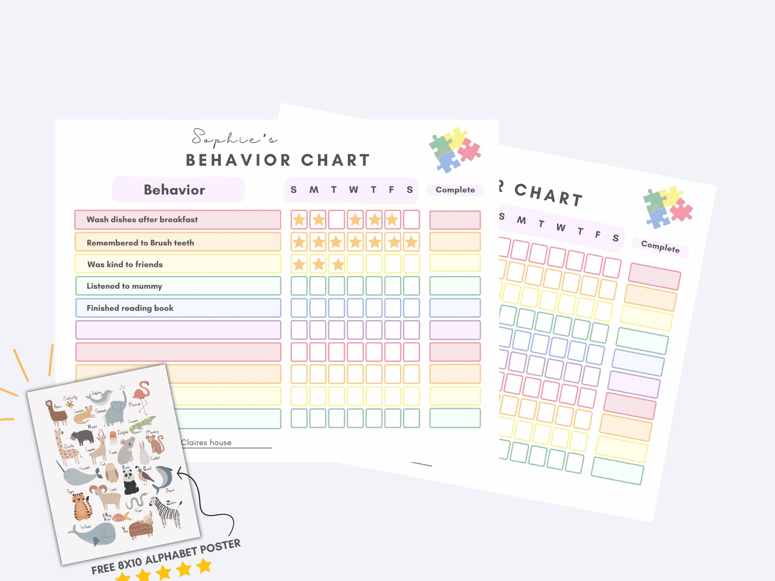 Behavior Chart for Kids, Editable Responsibility Chart, Toddlers ...