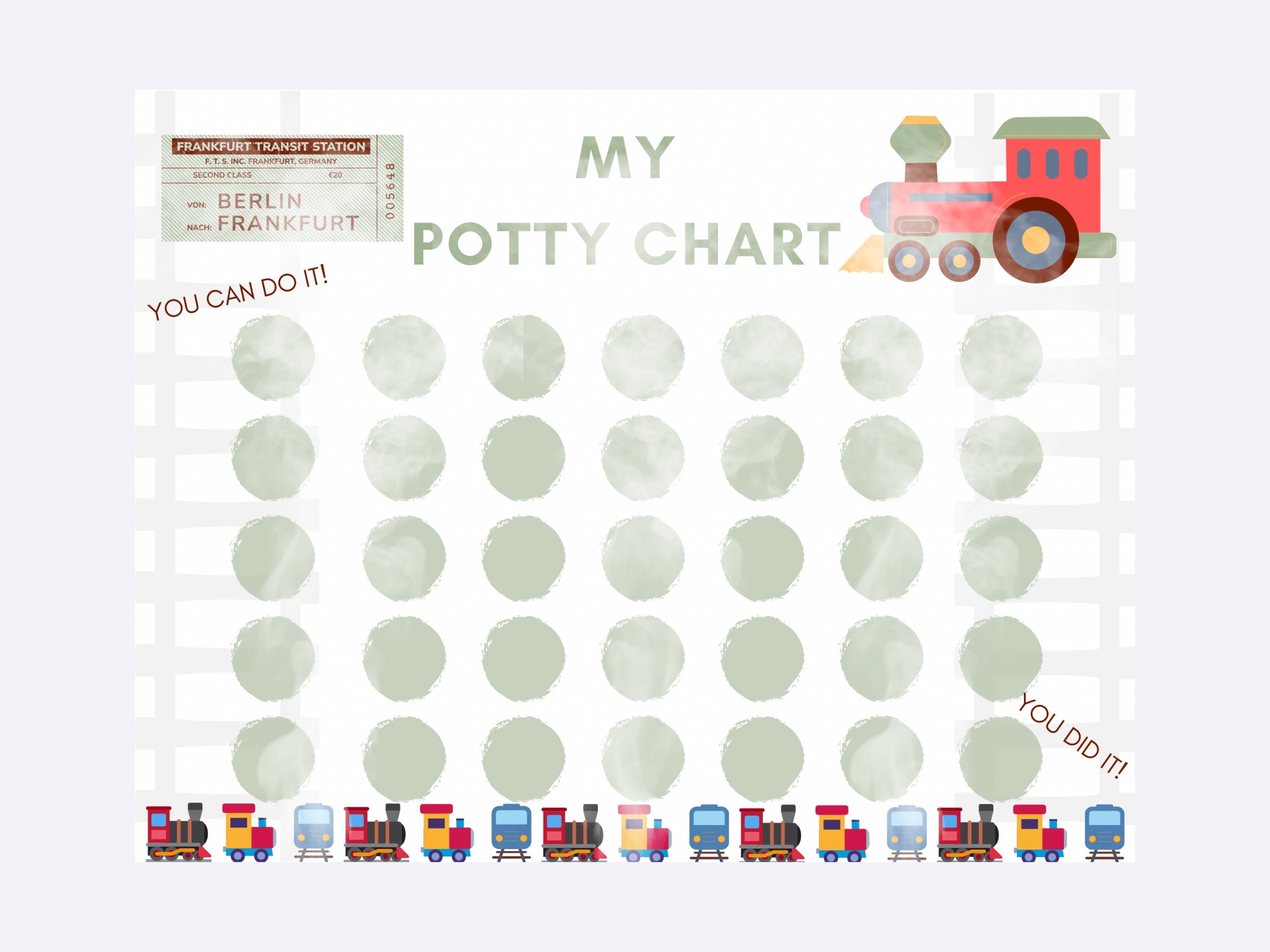 Train Potty Training Chart, Printable Reward Chart, Potty Chart for ...