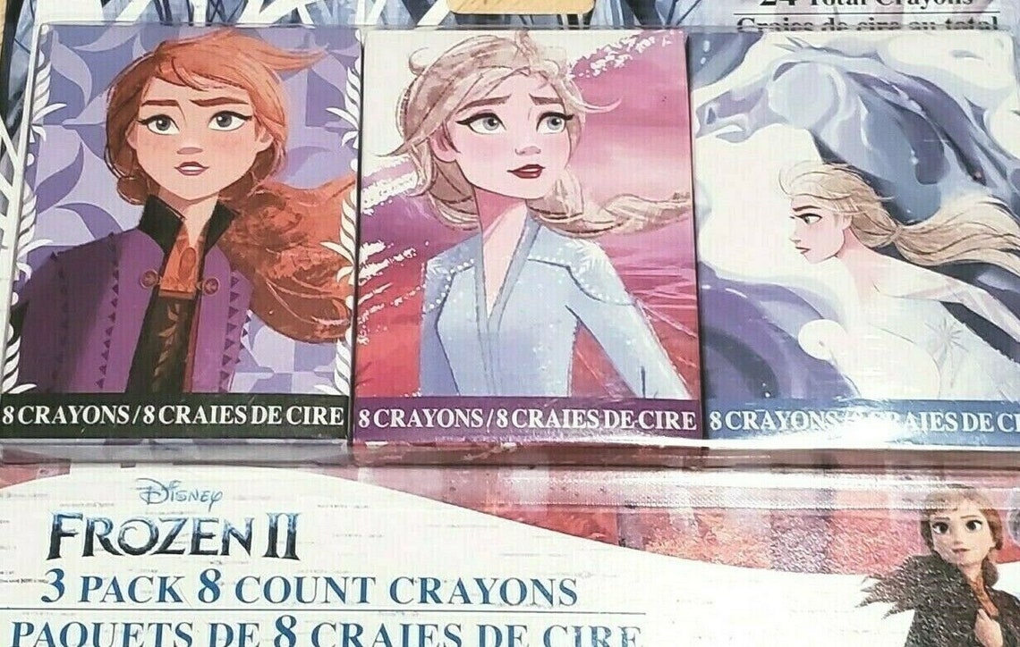 Disney Frozen II Crayons Set of 3 24 Total Elsa Anna Olaf | Etsy
