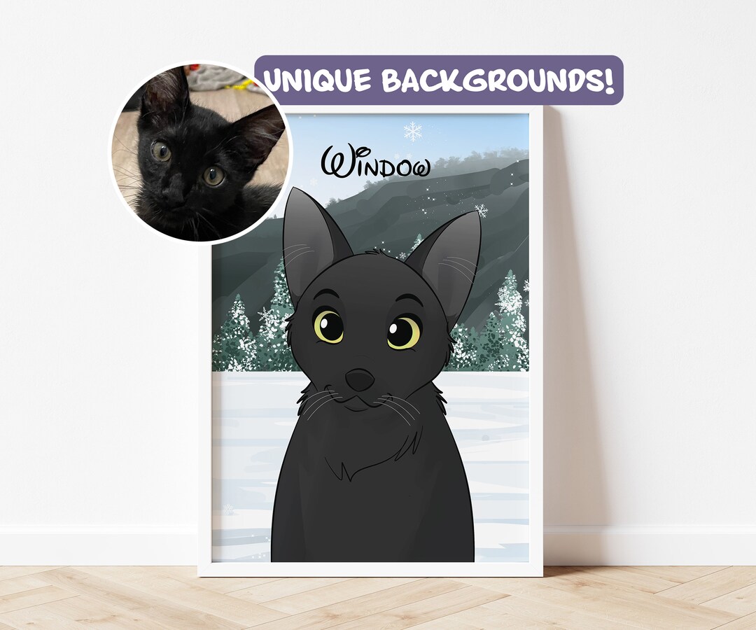 Custom Cartoon Cat Portrait, Custom Pet Portrait, Pet Illustration ...
