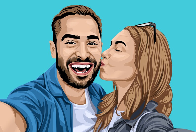 Cartoon Portrait Custom Cartoon Portrait Vector Art Custom Etsy