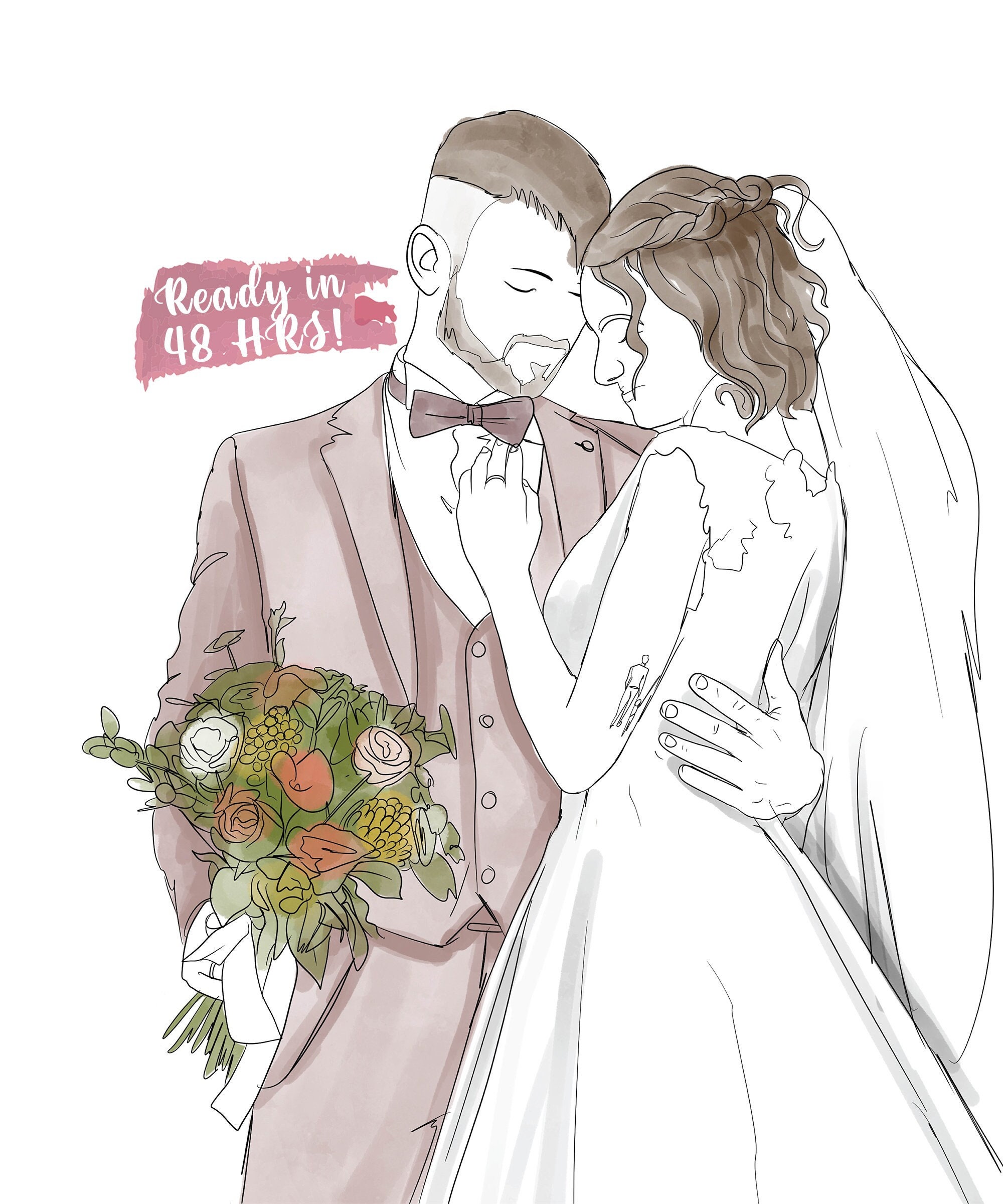 Cute Bride And Groom Drawing