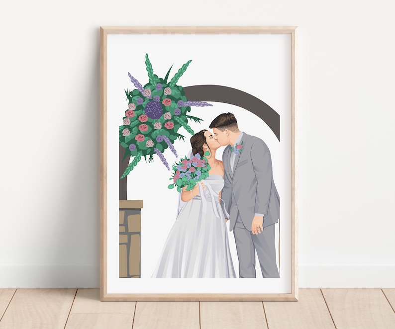 Custom Wedding Portrait, Wedding Painting, Personalised Wedding Print ...