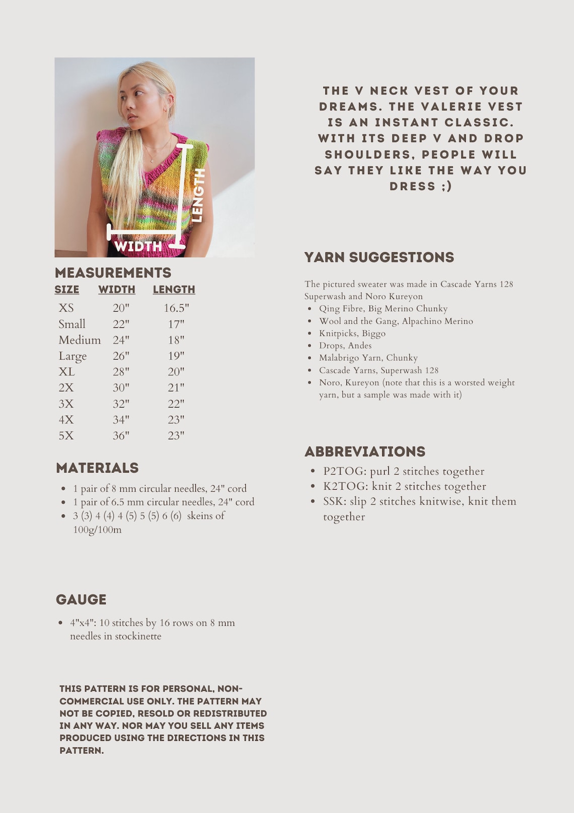 Valerie Vest Pattern - Etsy