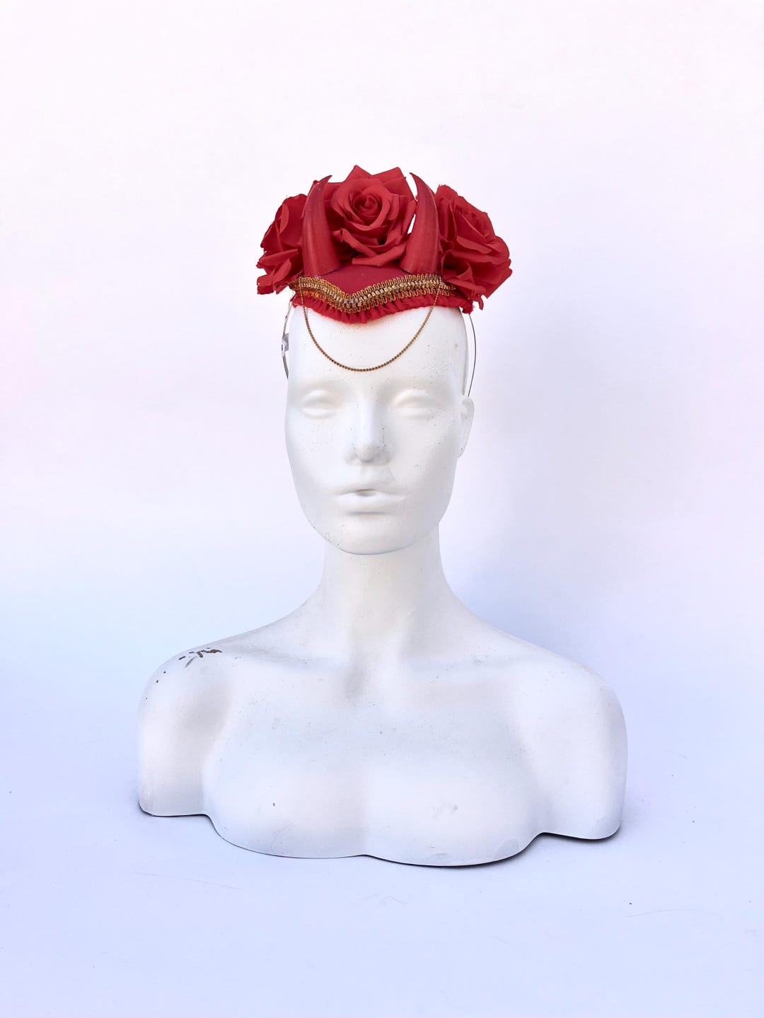 Red Venetian Demon Headpiece With Horns - Etsy